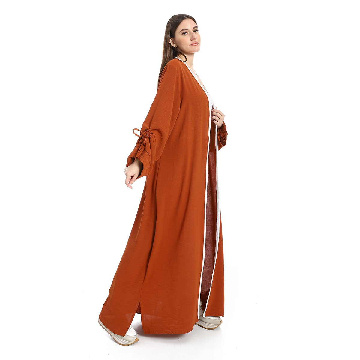 Women's long Linen cardigan camal – CAESAR
