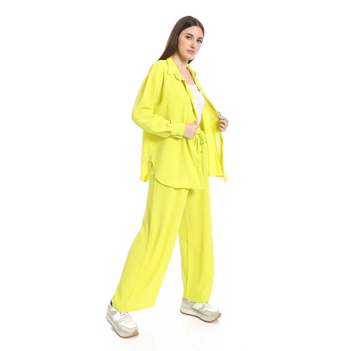 Women's 2-piece linen set Yellow – CAESAR
