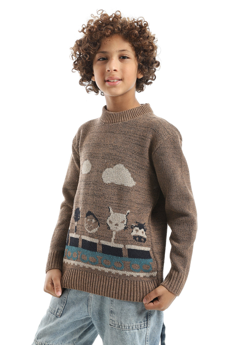 Boy's Wool Pullover with Multi Design – CAESAR